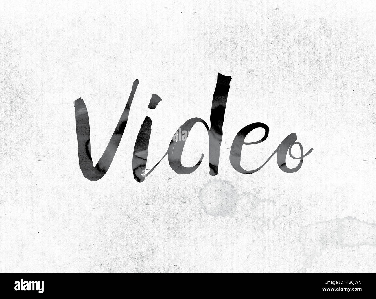 The word "Video" concept and theme painted in watercolor ink on a white ...