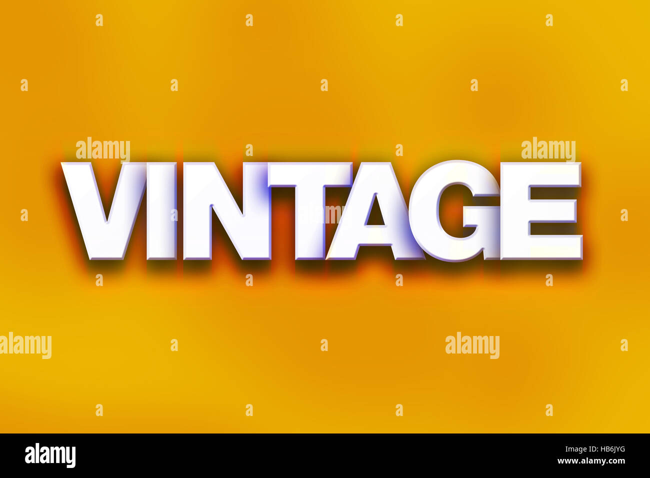 The word "Vintage" written in white 3D letters on a colorful background ...