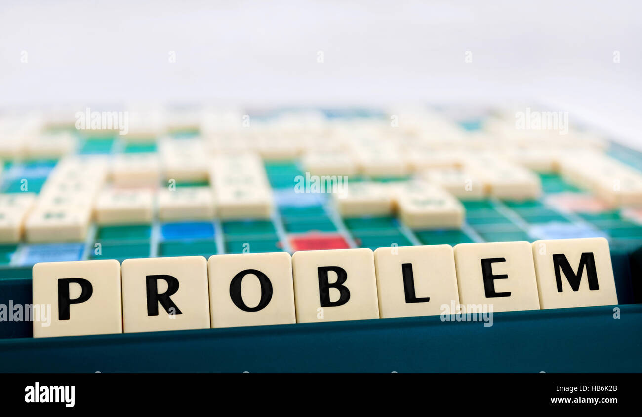 Close up arranged in letter tiles shows the word problem Stock Photo ...