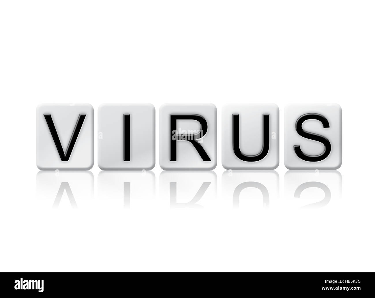 The word "Virus" written in tile letters isolated on a white background ...