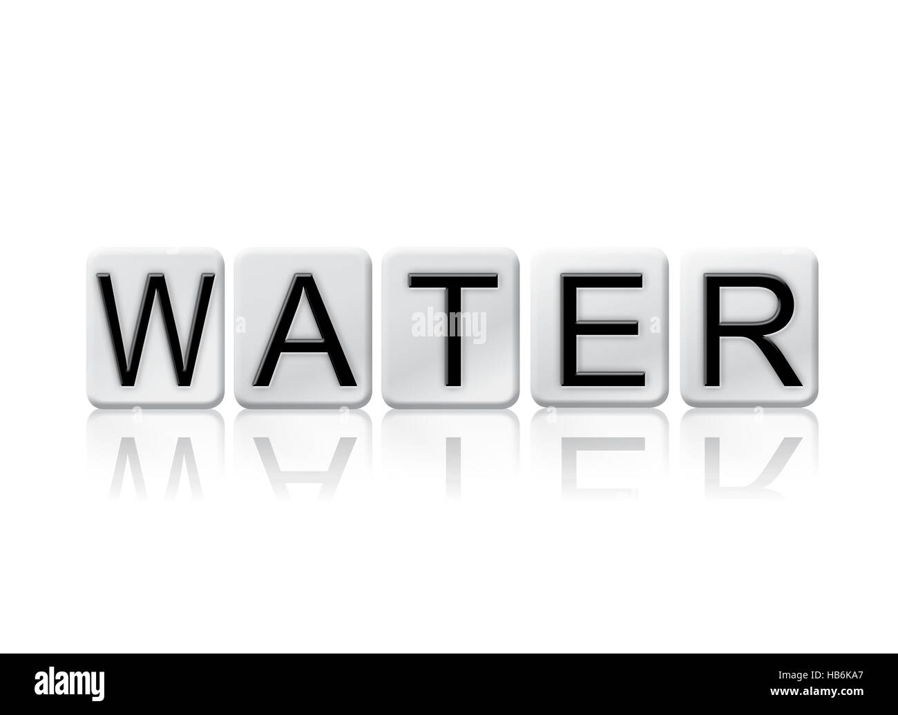 The word "Water" written in tile letters isolated on a white background ...