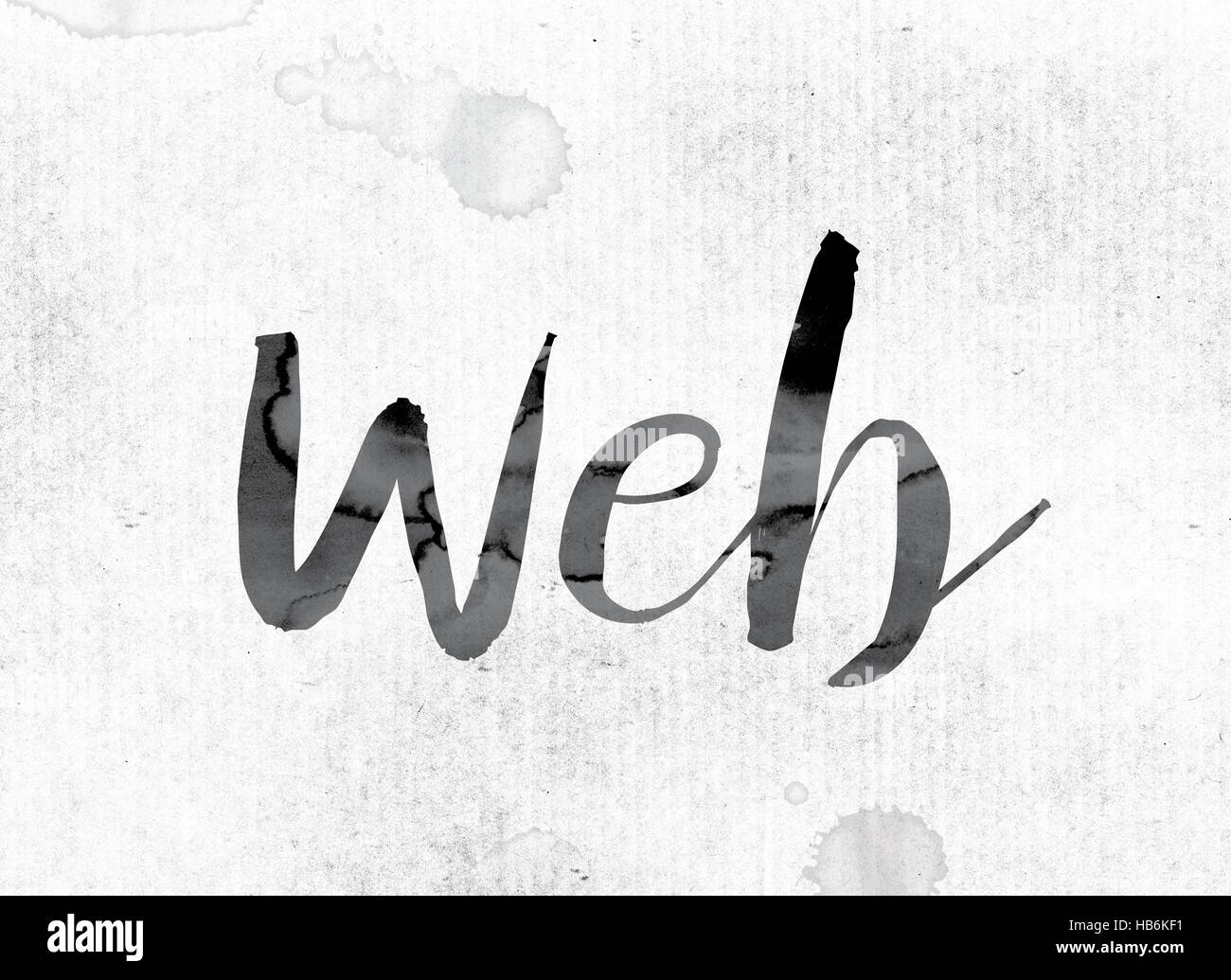 The word "Web" concept and theme painted in watercolor ink on a white ...