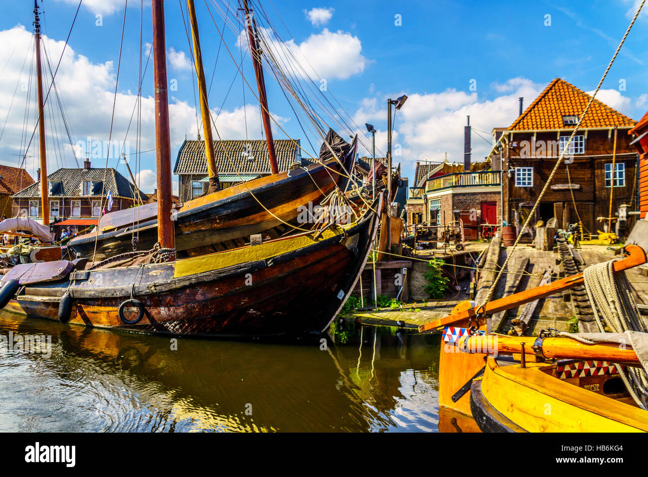 Traditional Dutch Botter Fishing Boats in the small Harbor of the ...