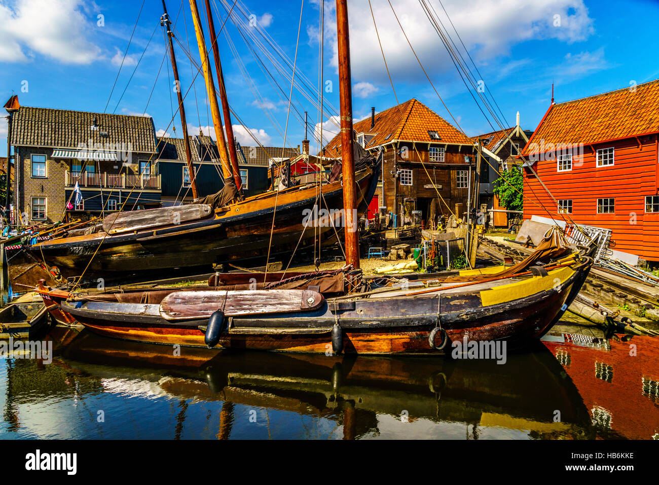 Traditional Dutch Botter Fishing Boats in the small Harbor of the ...
