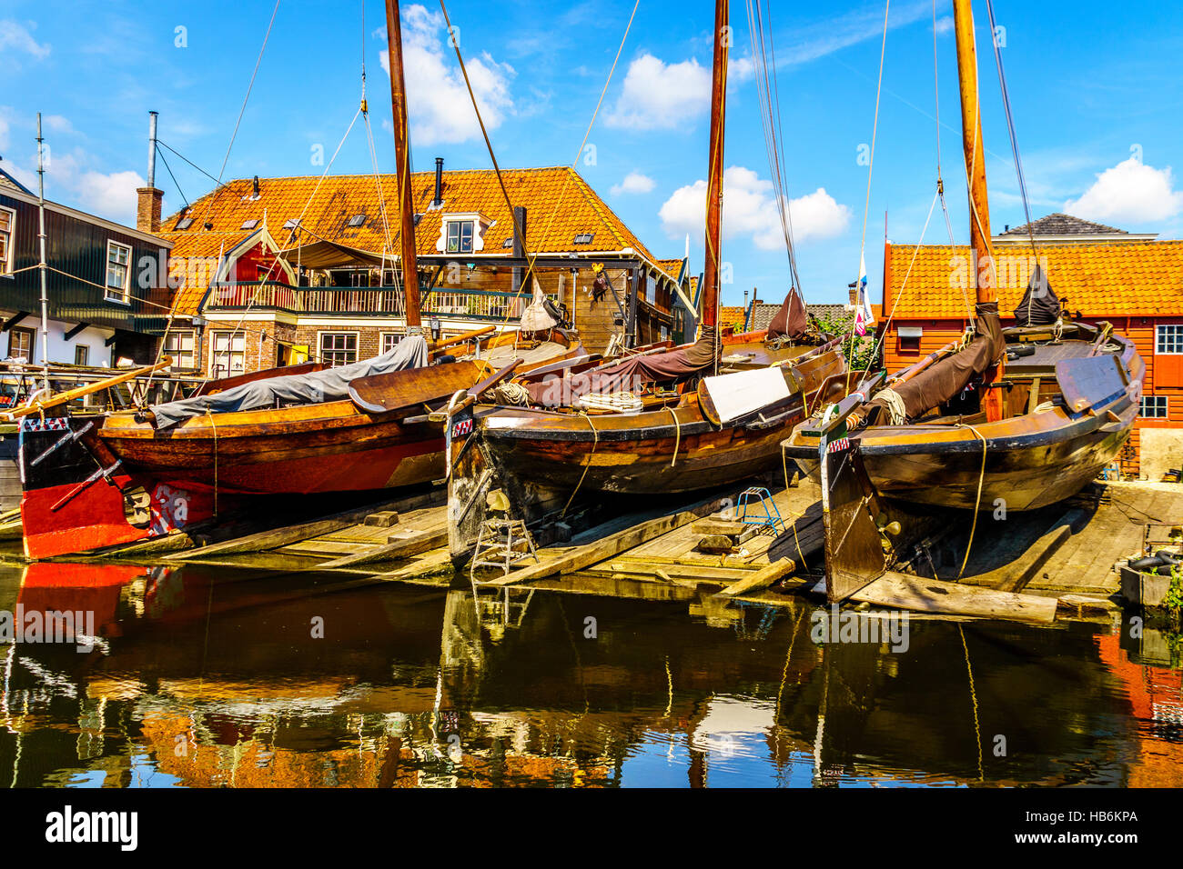 Traditional Botter Fishing Boats in Dry Dock in the Harbor of the ...