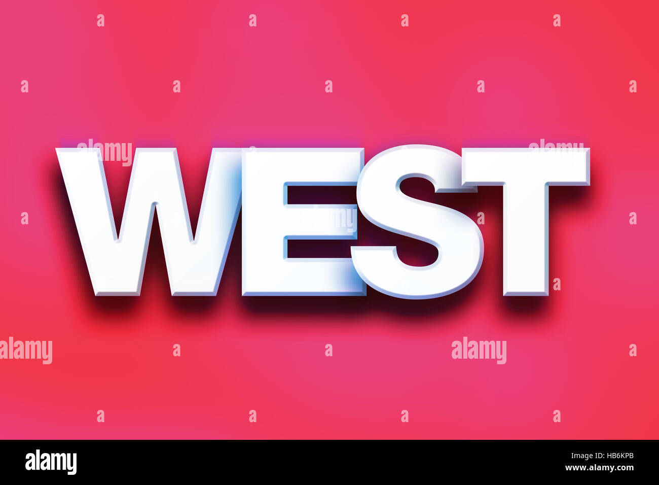 The word "West" written in white 3D letters on a colorful background ...