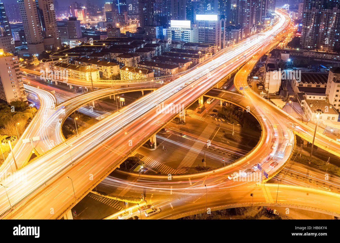 shanghai city interchange closeup Stock Photo - Alamy