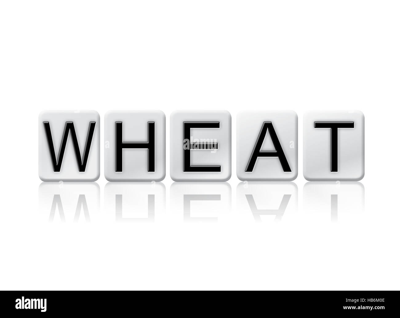 The word "Wheat" written in tile letters isolated on a white background ...
