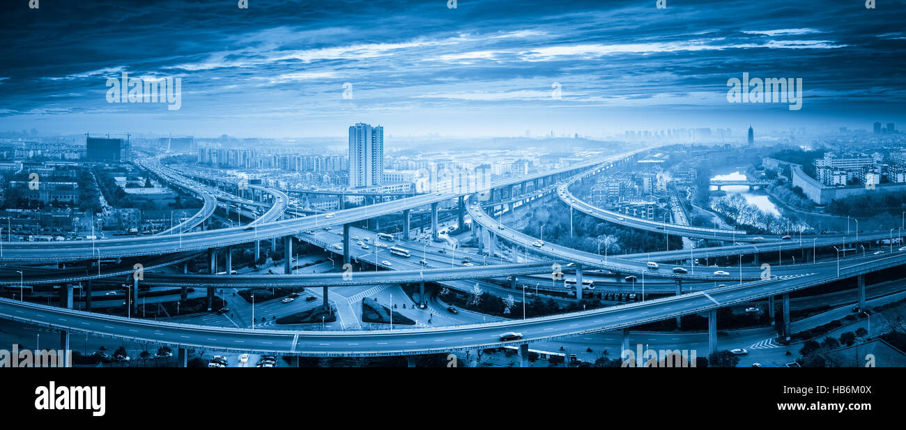 panoramic view of interchange overpass bridge Stock Photo - Alamy