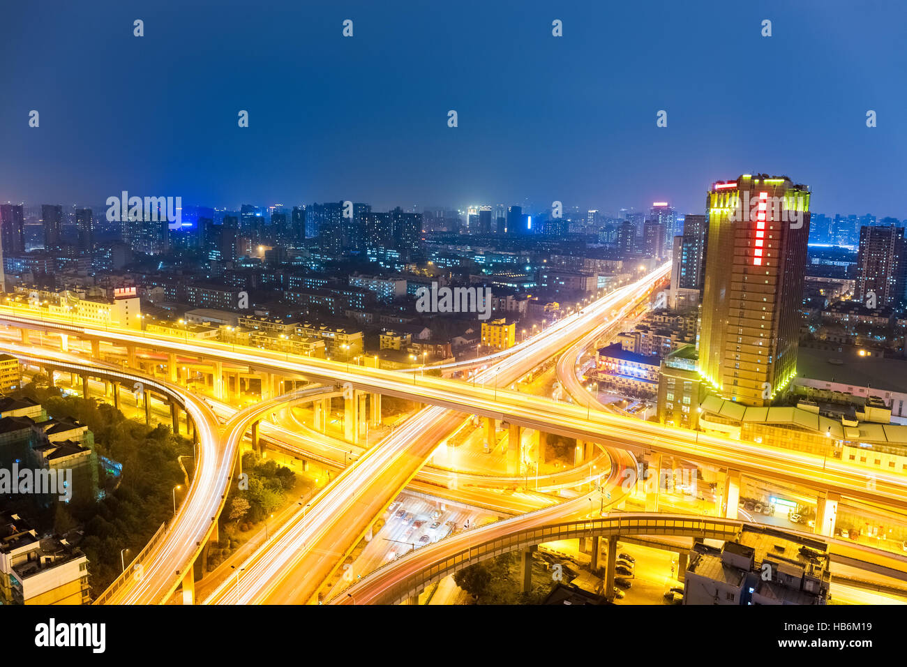 city interchange at night Stock Photo - Alamy