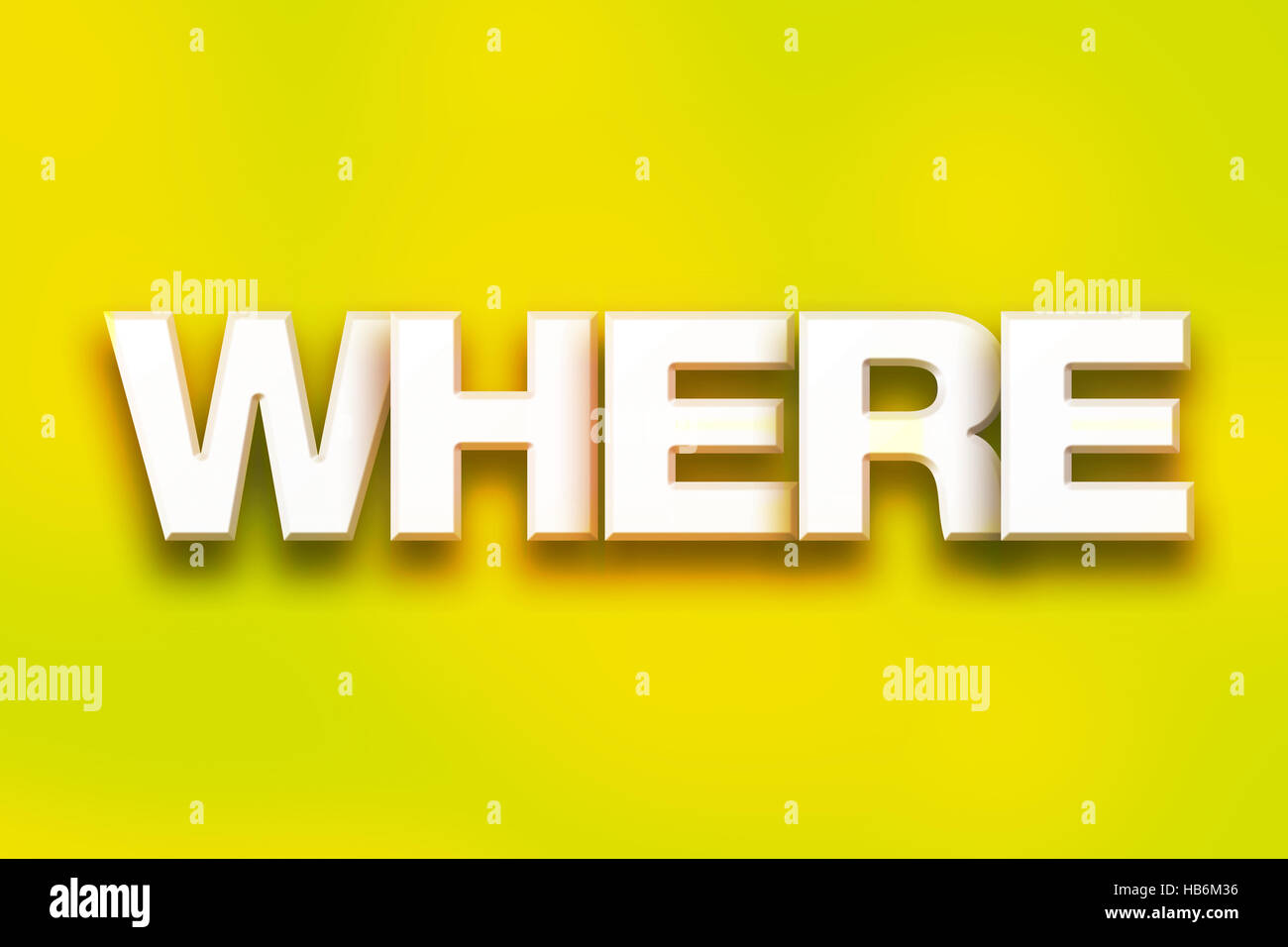 The word "Where" written in white 3D letters on a colorful background ...