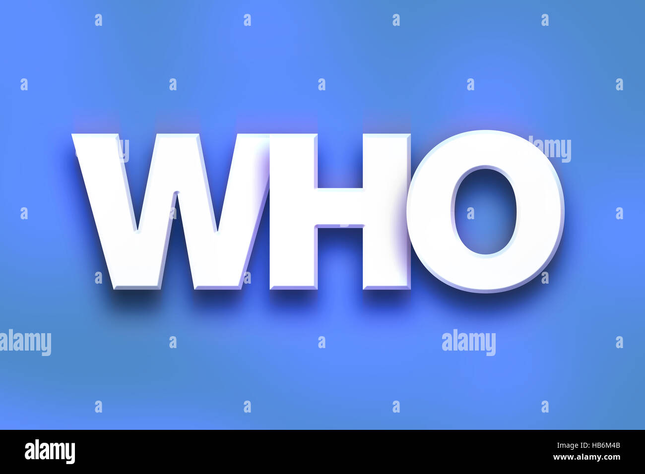The word "Who" written in white 3D letters on a colorful background ...