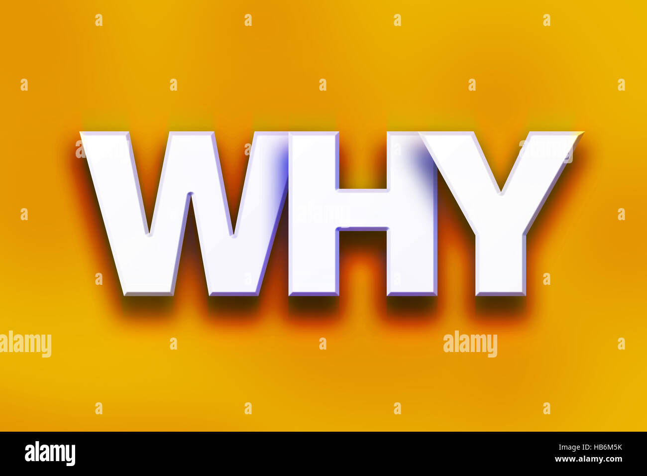 The word "Why" written in white 3D letters on a colorful background ...