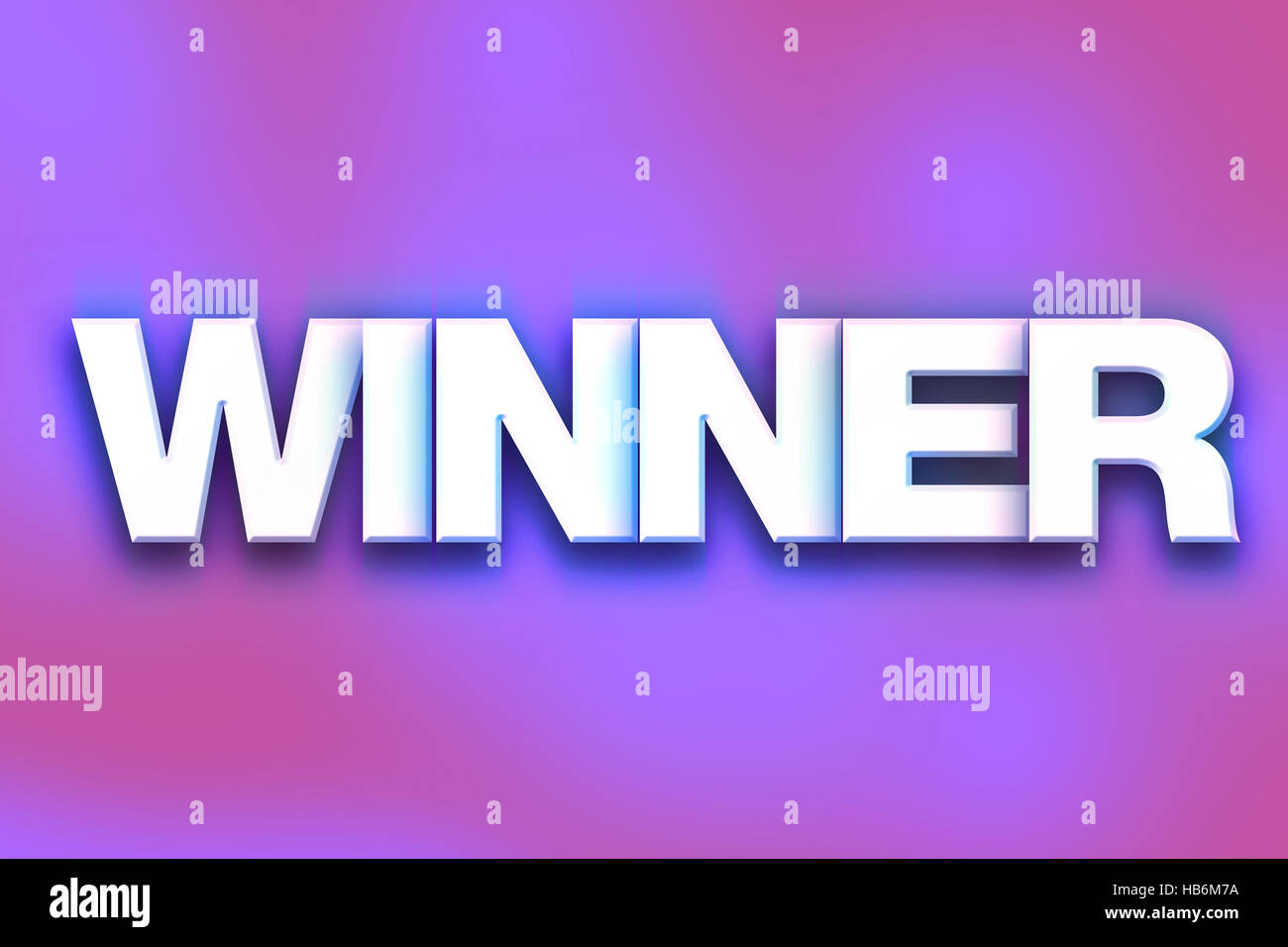 The word "Winner" written in white 3D letters on a colorful background ...