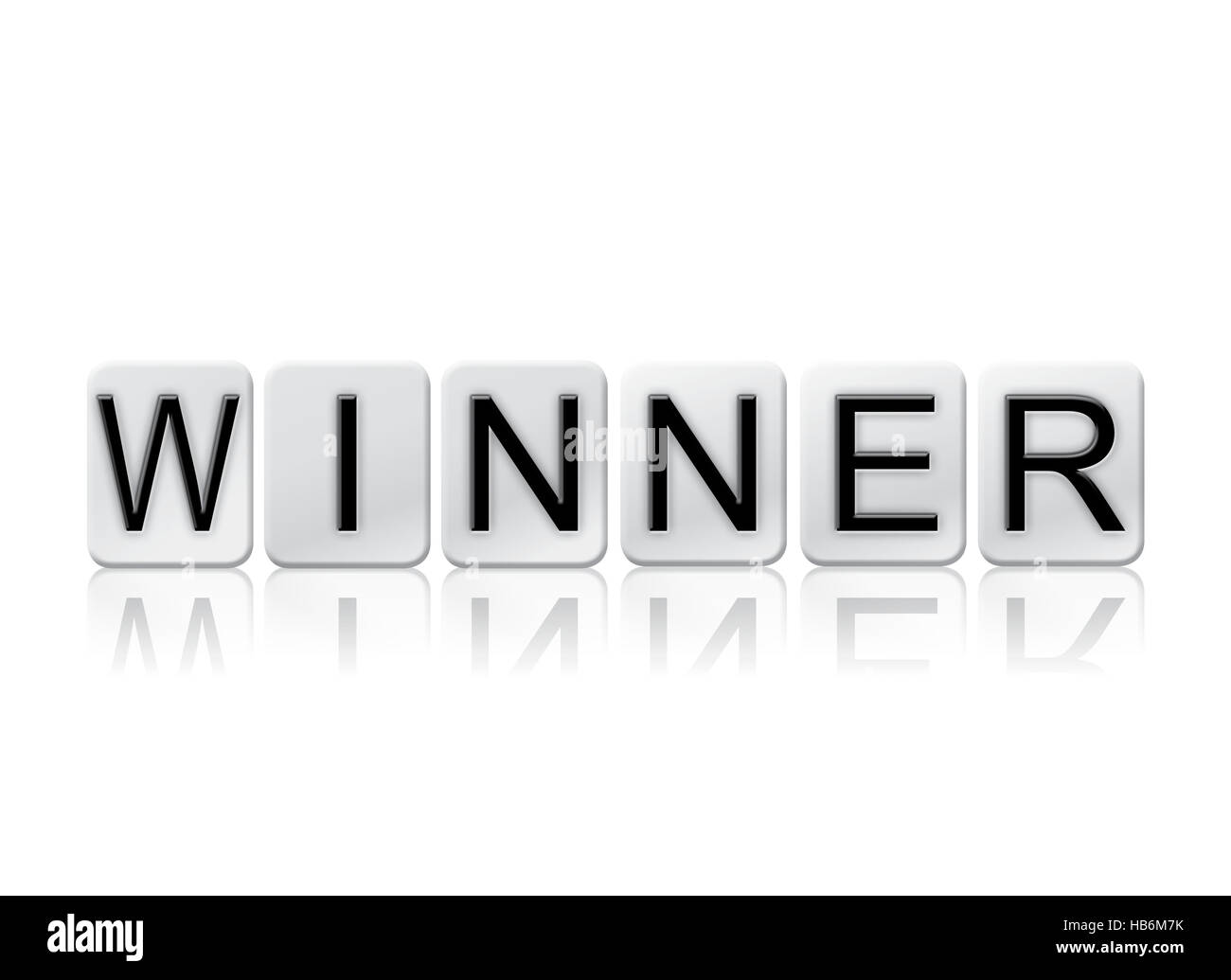 The word "Winner" written in tile letters isolated on a white ...