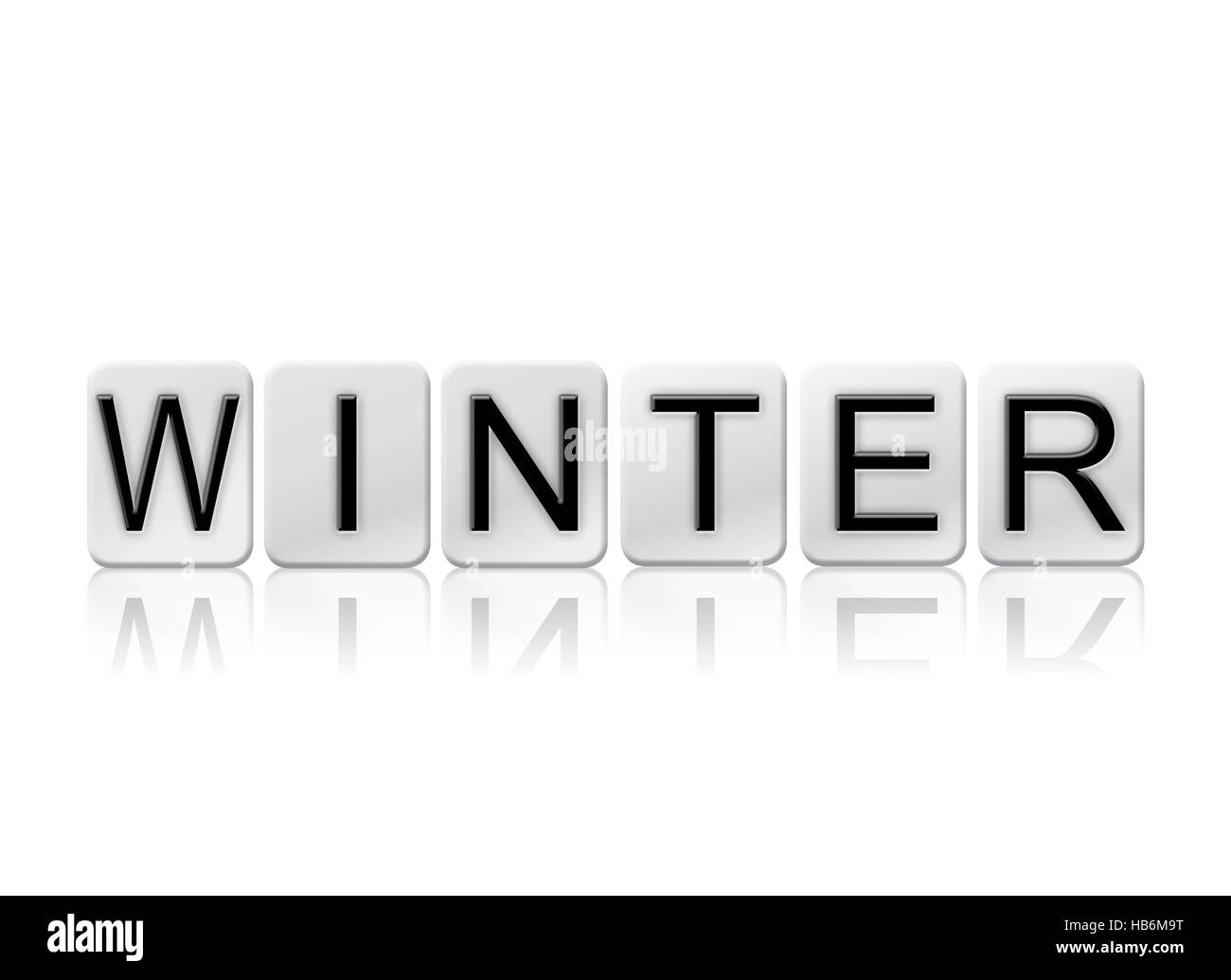 The word "Winter" written in tile letters isolated on a white ...