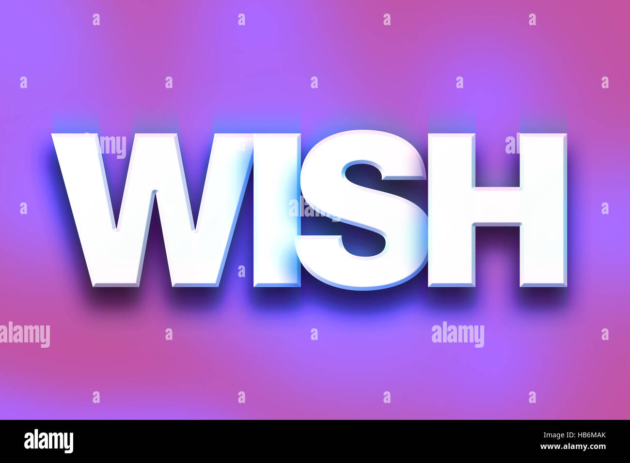 The word "Wish" written in white 3D letters on a colorful background ...