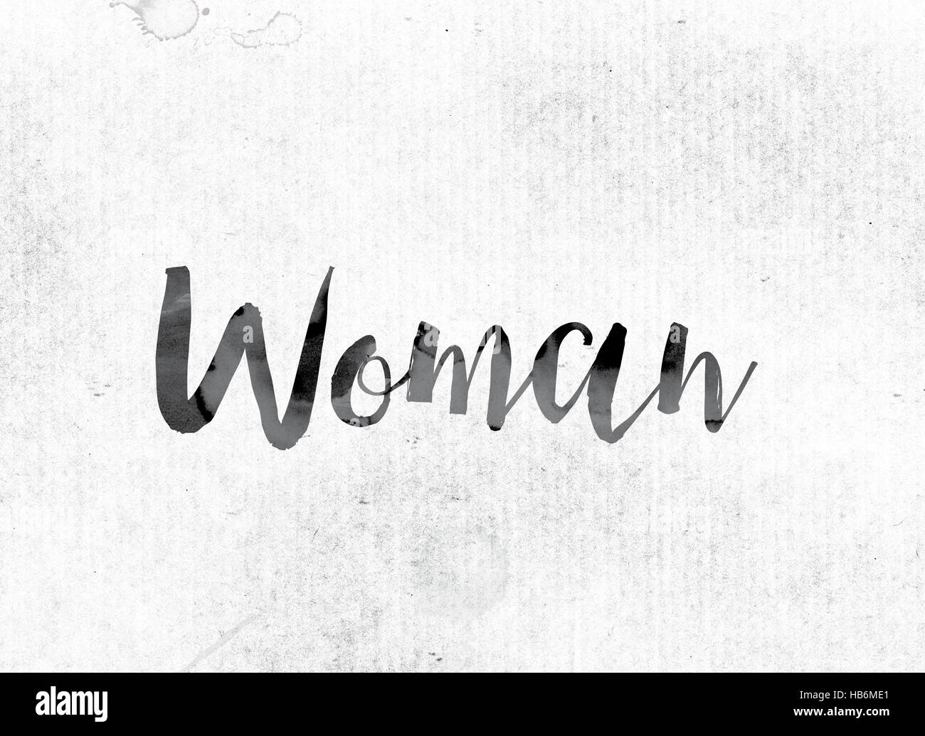 The word "Woman" concept and theme painted in watercolor ink on a white ...