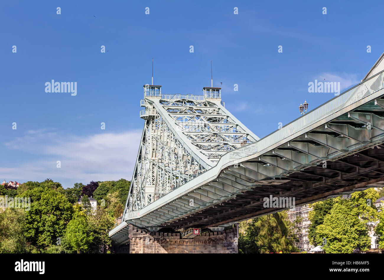 Blue wonder in Dresden - Loschwitzer Bridge Stock Photo - Alamy