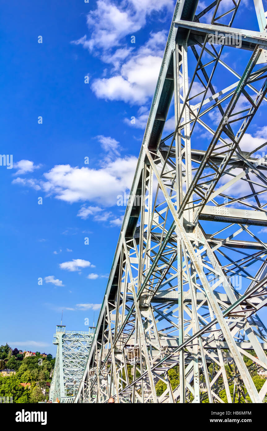 Blue wonder in Dresden - Loschwitzer Bridge Stock Photo - Alamy