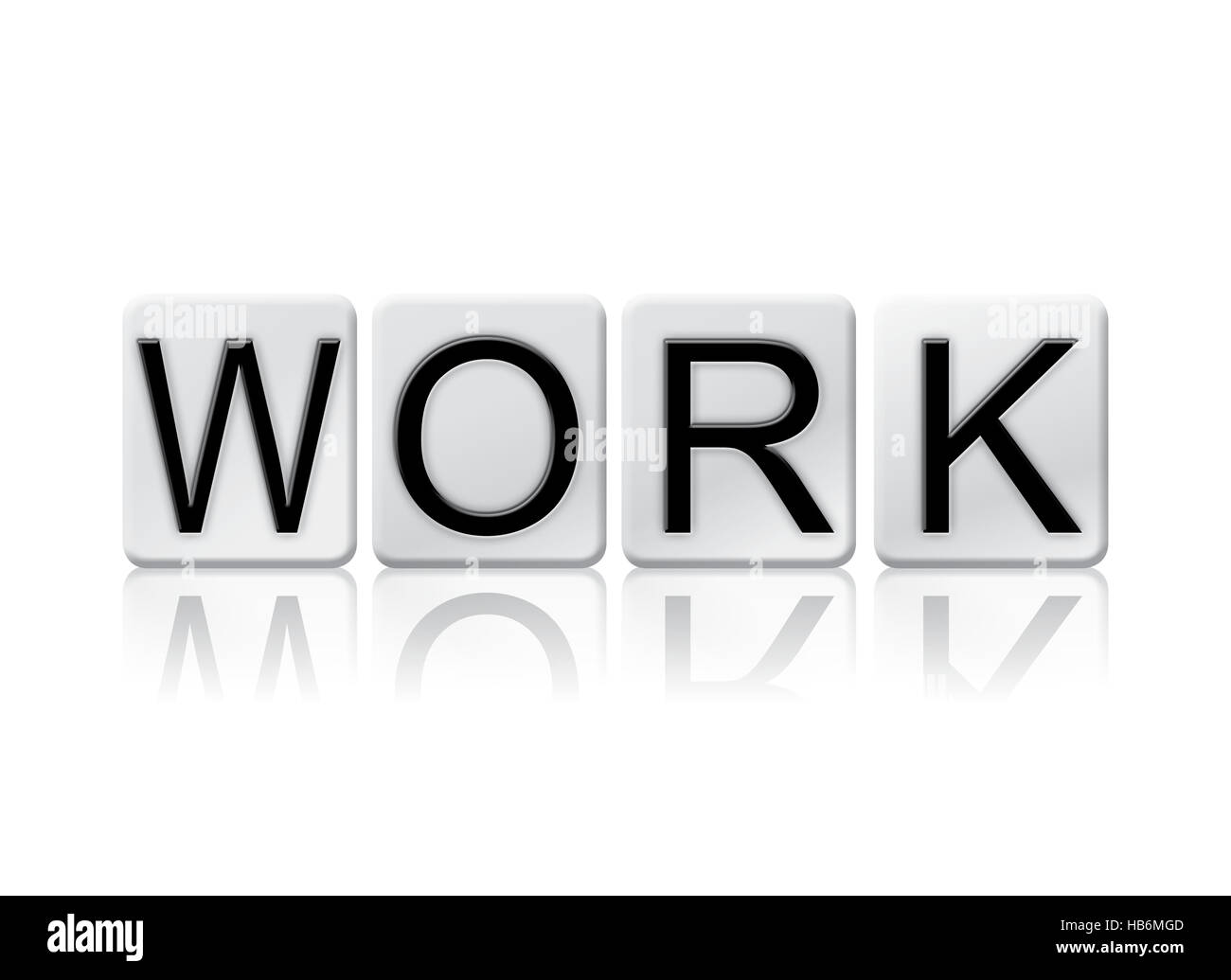 The word "Work" written in tile letters isolated on a white background ...