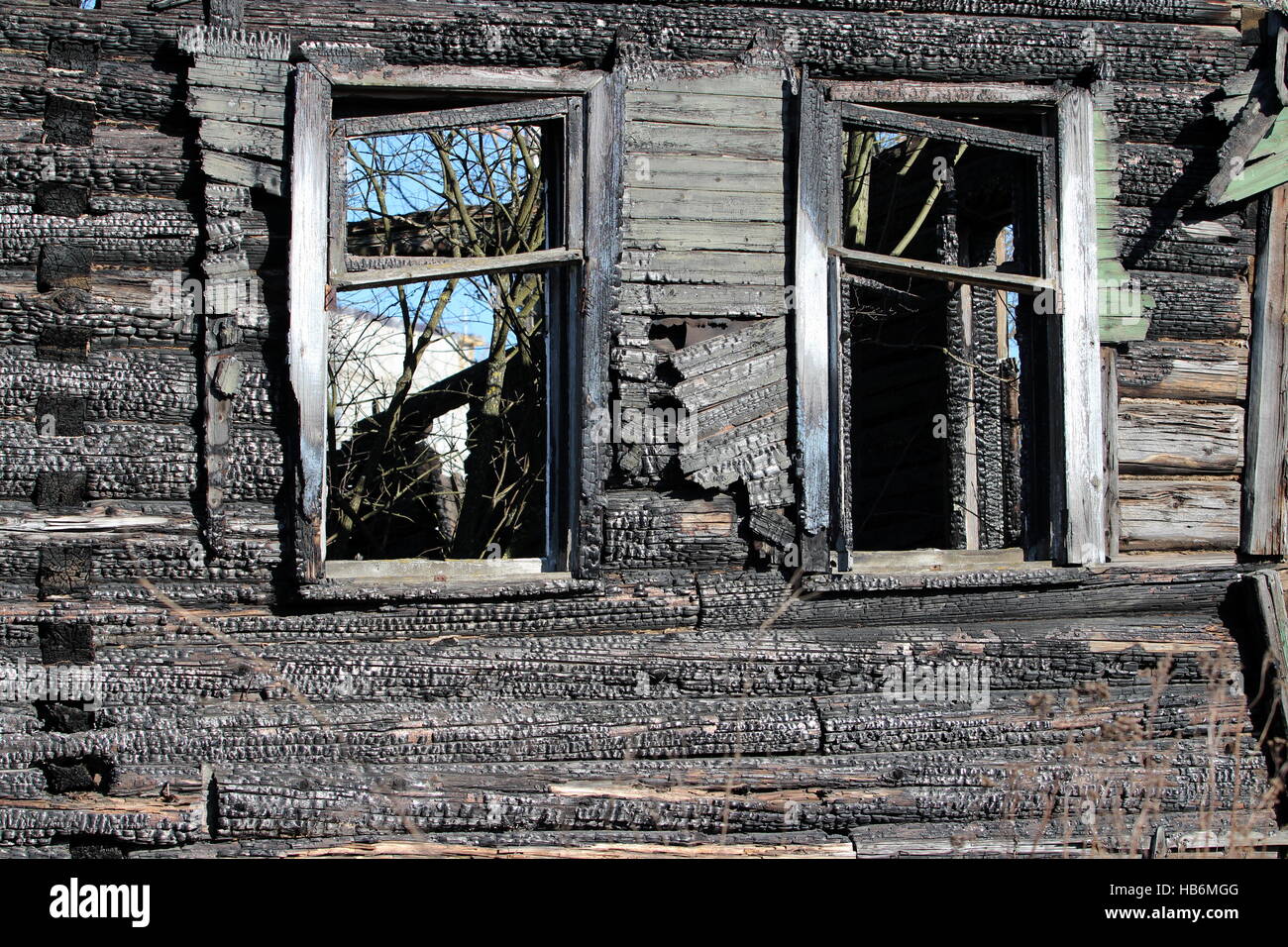 empty window burnt house Stock Photo - Alamy