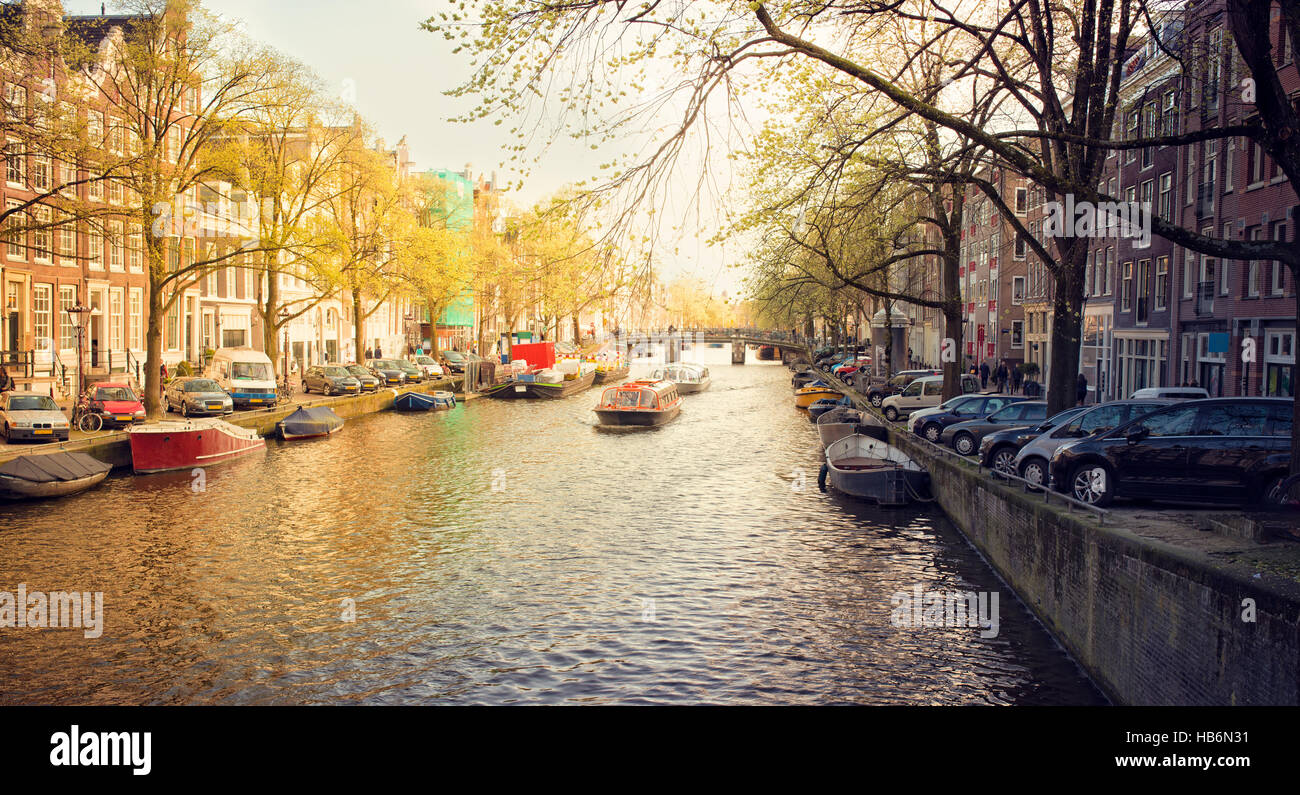 spring evening in amsterdam Stock Photo - Alamy
