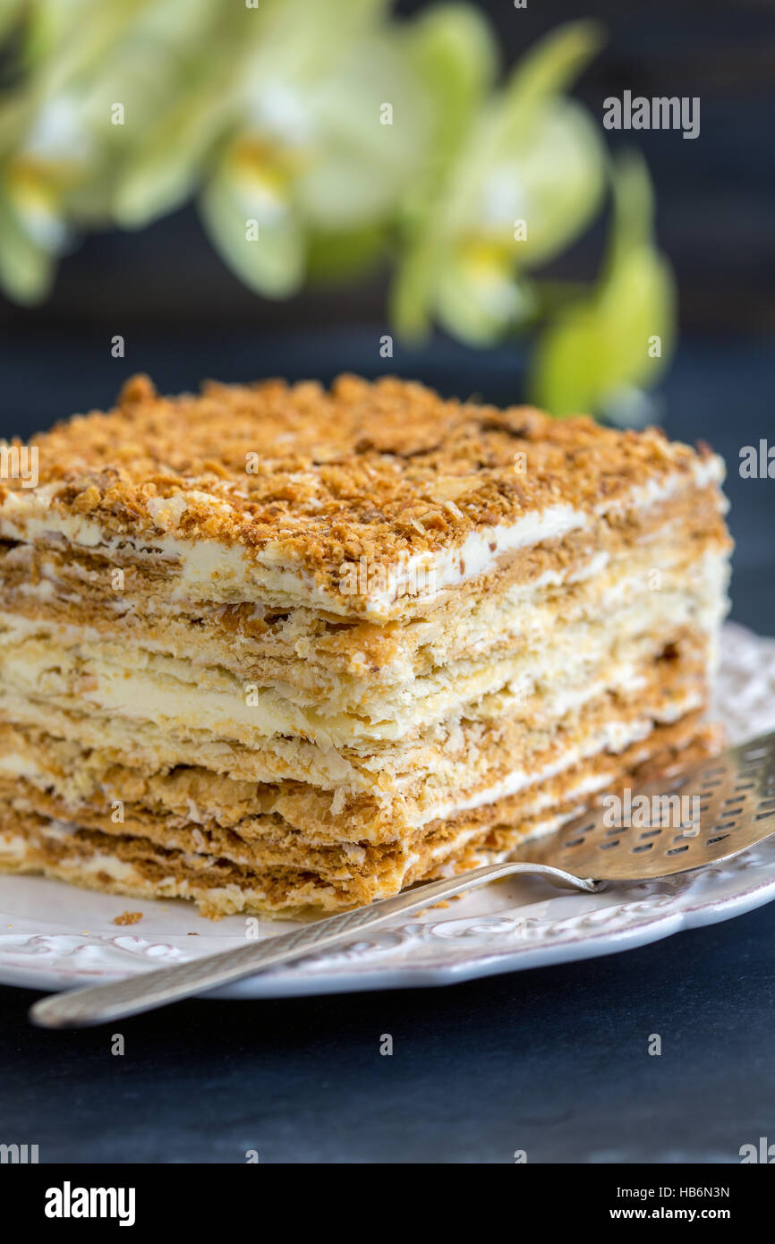 Puff cake with cream Stock Photo - Alamy