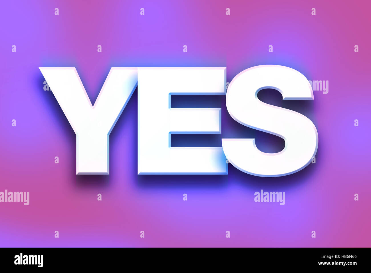 The word "Yes" written in white 3D letters on a colorful background ...