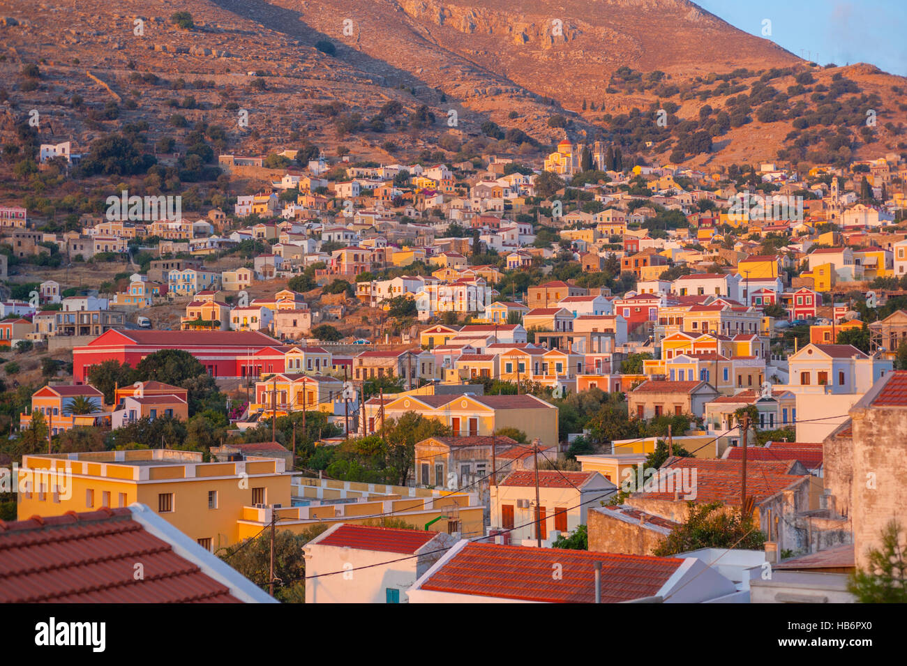 Horio village on Symi Greece Stock Photo - Alamy