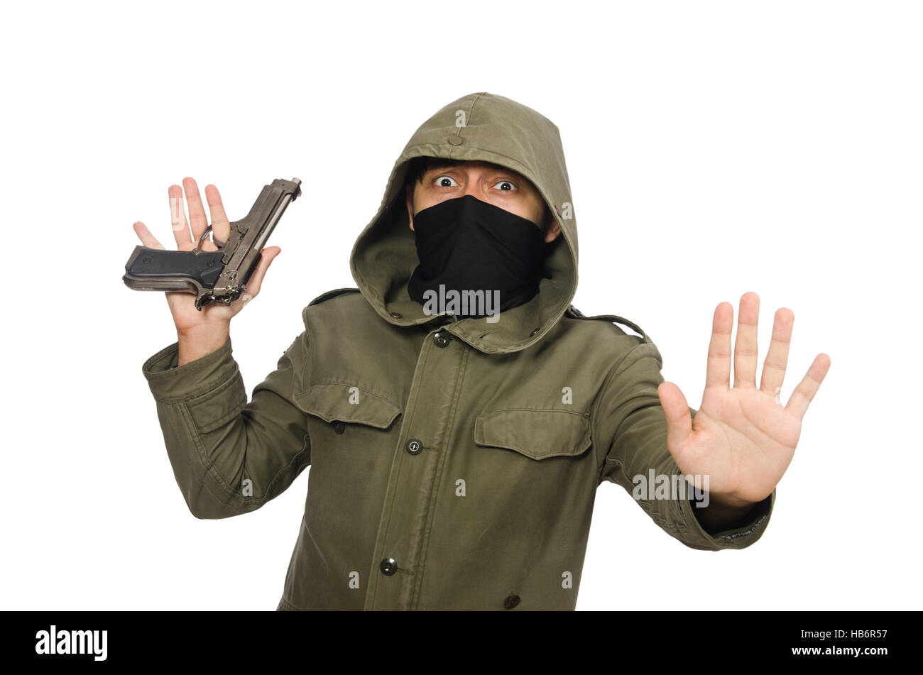 Masked man in criminal concept on white Stock Photo - Alamy