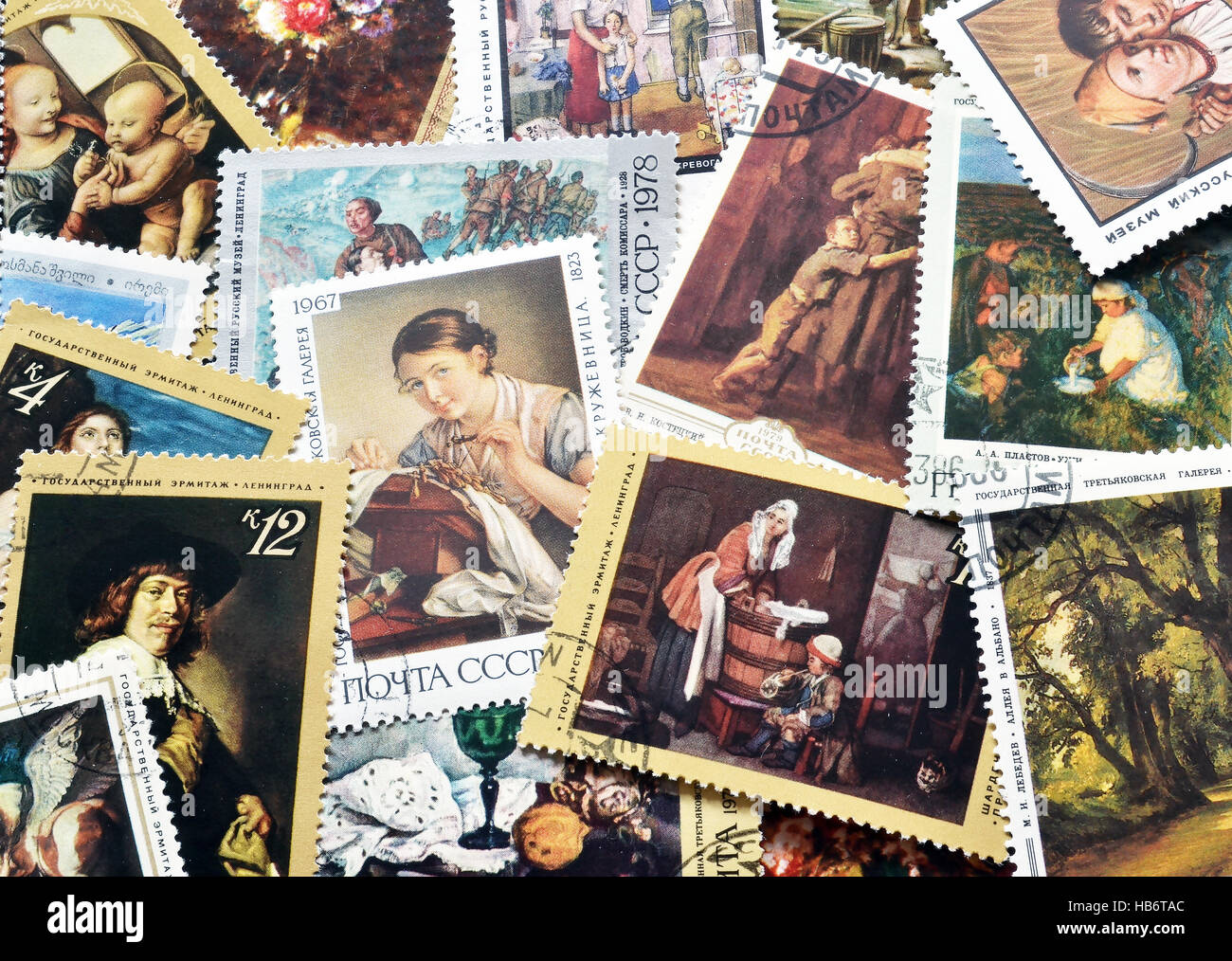 Art on stamps Stock Photo - Alamy