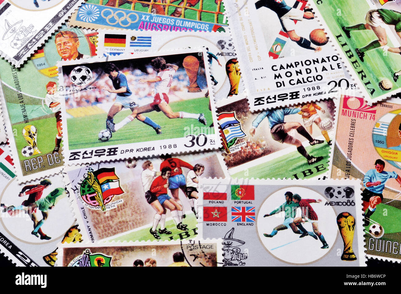 Football championships on stamps Stock Photo - Alamy