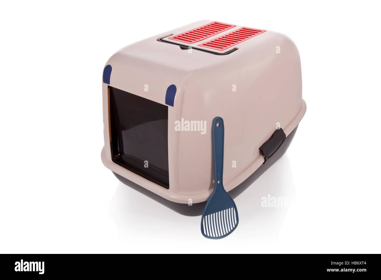 Cat litter box isolated on white background Stock Photo - Alamy