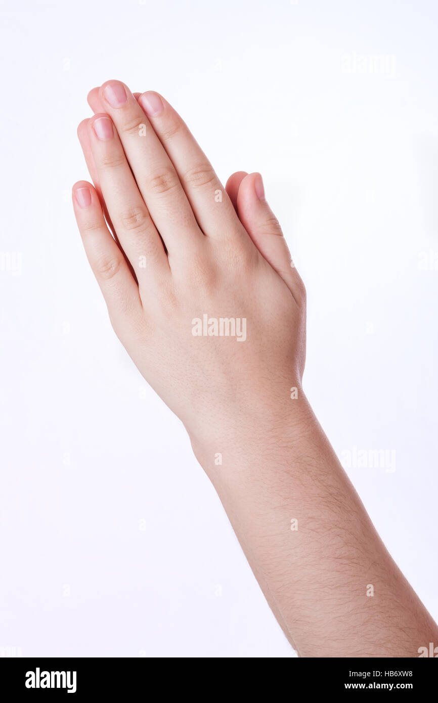 Female hands closed in prayer isolated on white background Stock Photo ...