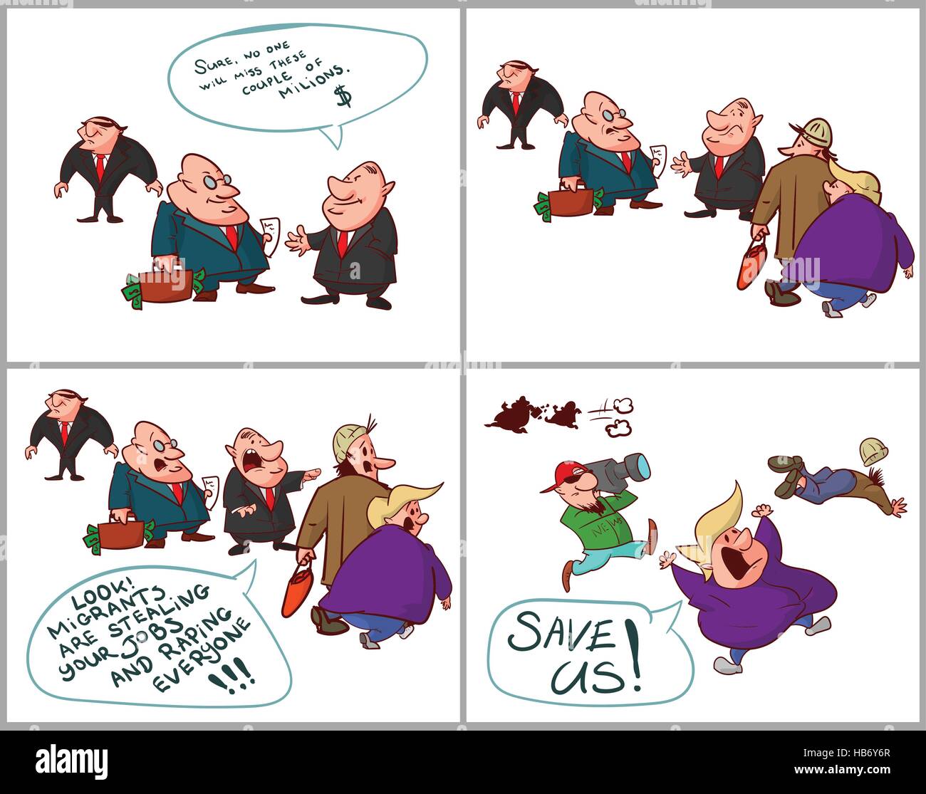 Colorful vector comic of corrupt politicians, lying the people, to ...