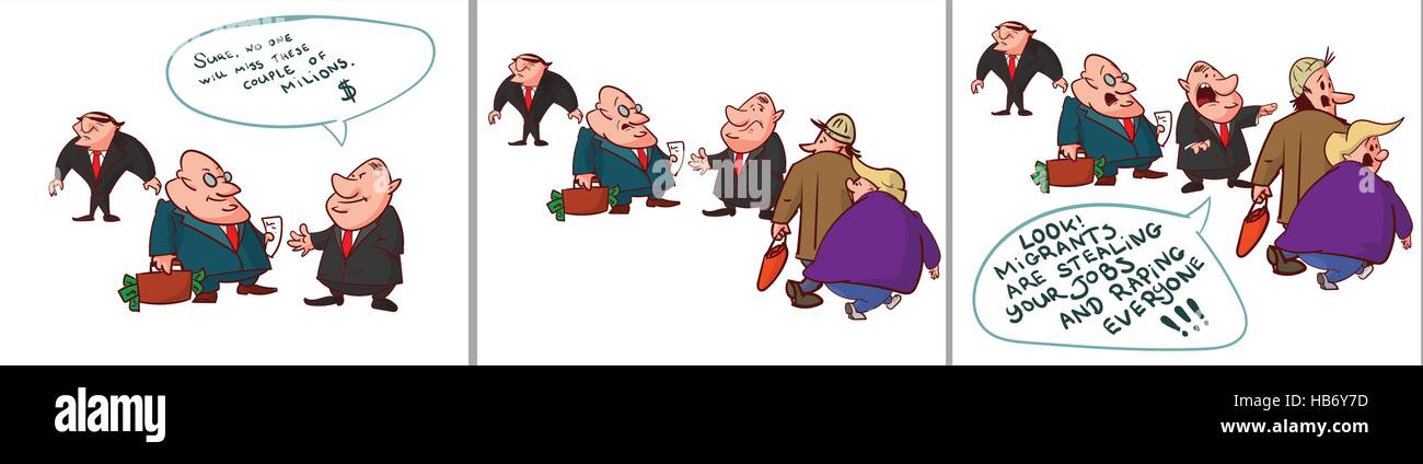 Colorful vector comic of corrupt politicians, lying the people, to ...