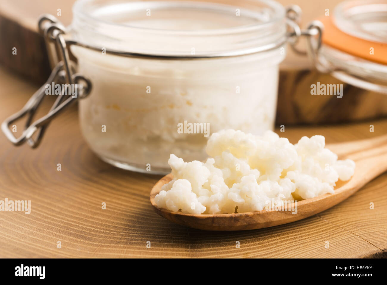 Organic probiotic milk kefir grains Stock Photo - Alamy