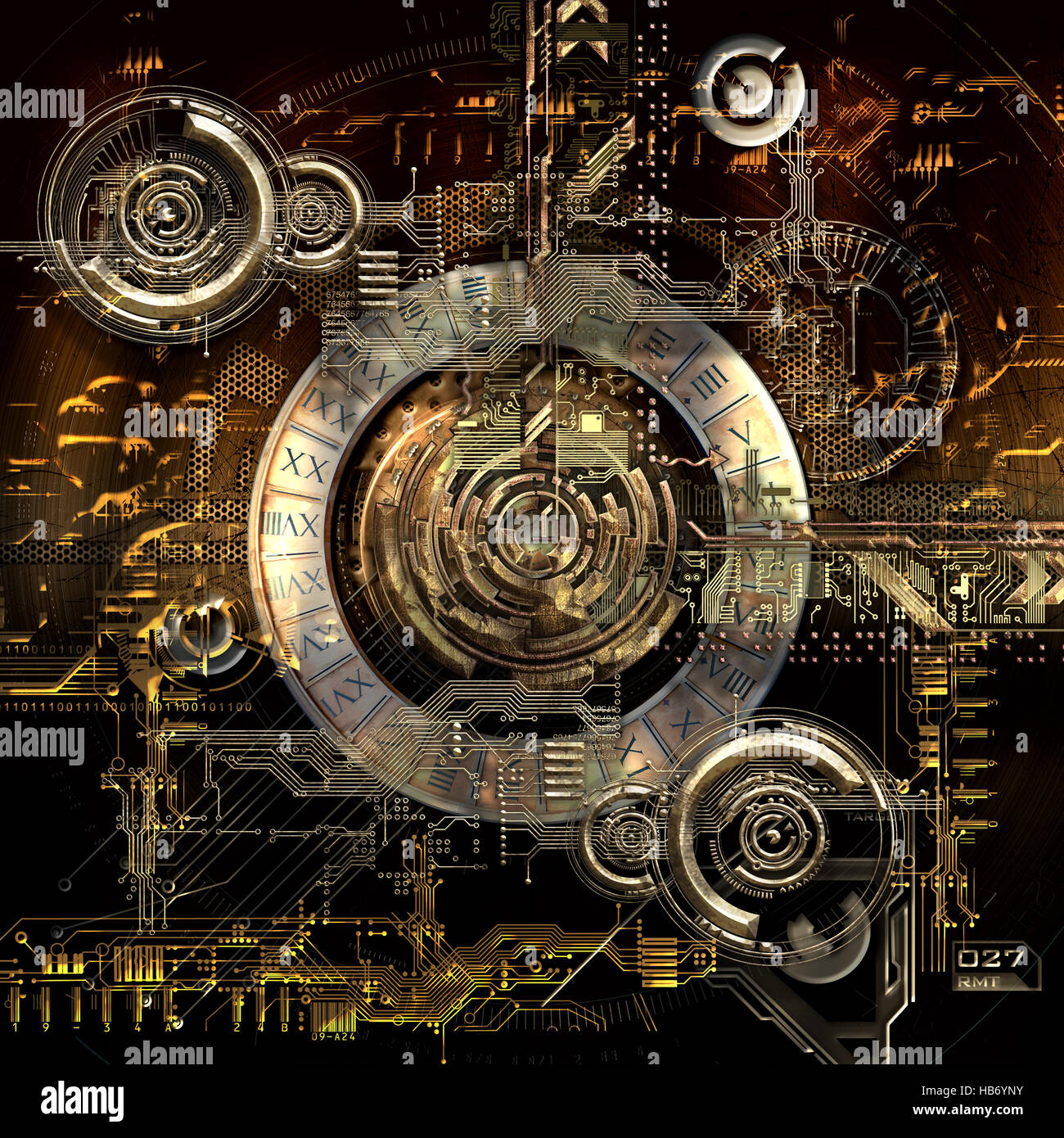 Technical background with timer Stock Photo - Alamy