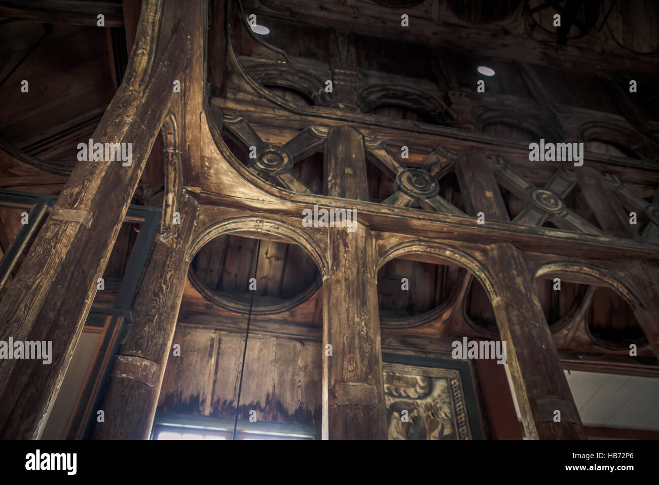 Stave church - wooden structure Stock Photo - Alamy