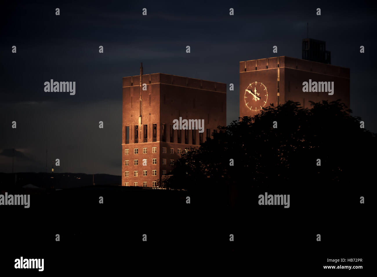 Oslo - Clock Tower Stock Photo - Alamy