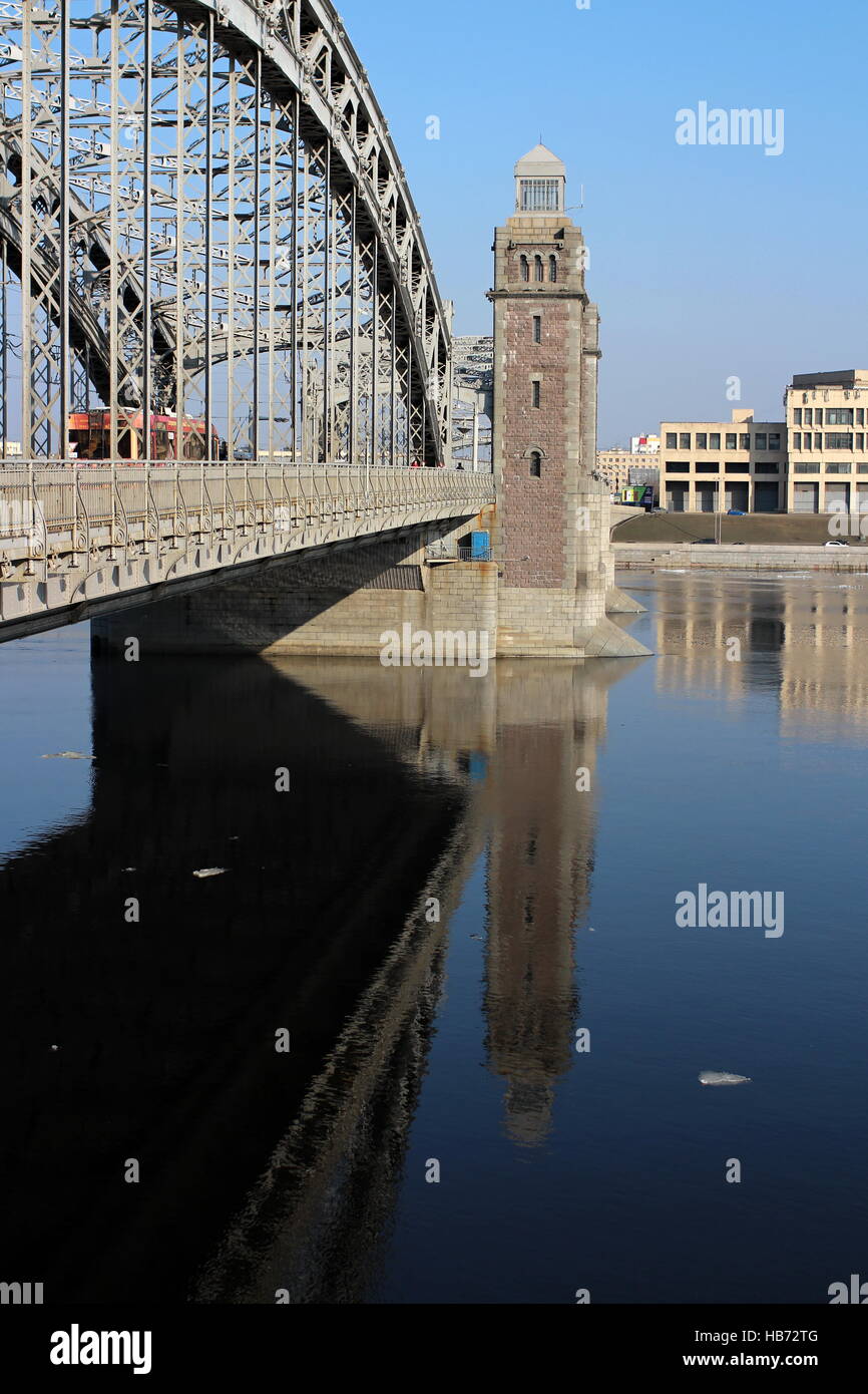old bridge with beacon towers Stock Photo - Alamy