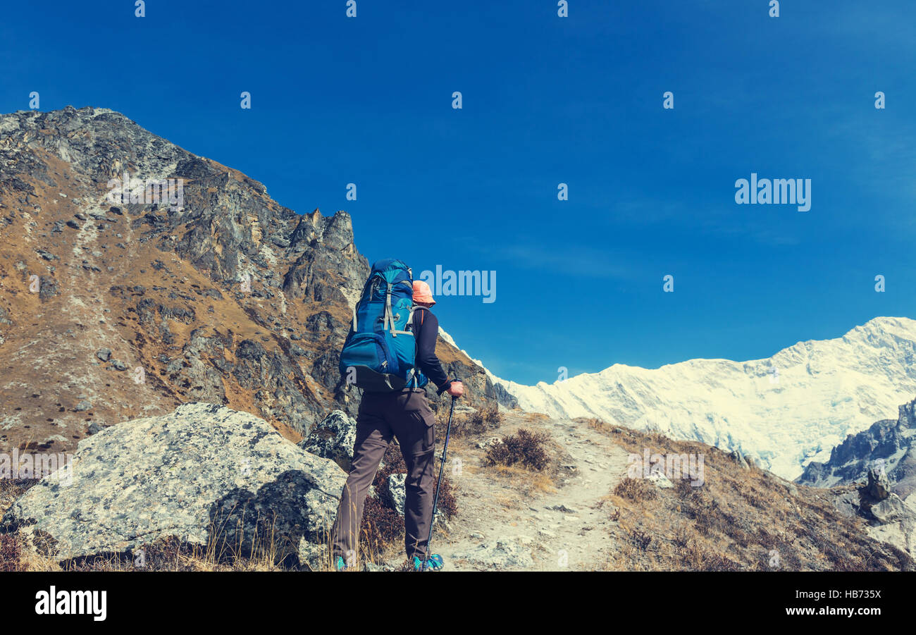 Hike in Himalayas Stock Photo - Alamy
