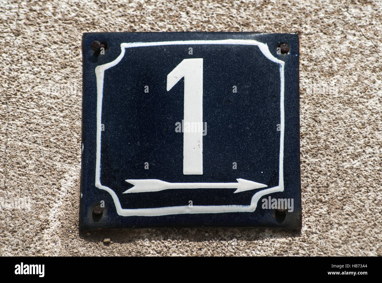 Weathered enameled plate number 1 Stock Photo - Alamy Weathered enameled plate number 1 Stock Photo - Alamy