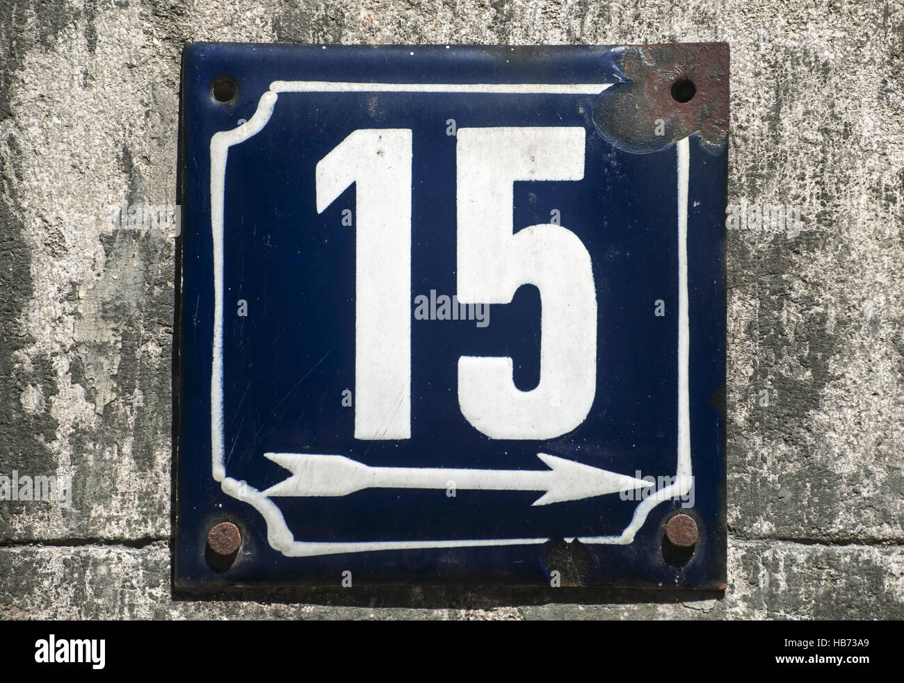 Weathered enameled plate number 15 Stock Photo - Alamy Weathered enameled plate number 15 Stock Photo - Alamy