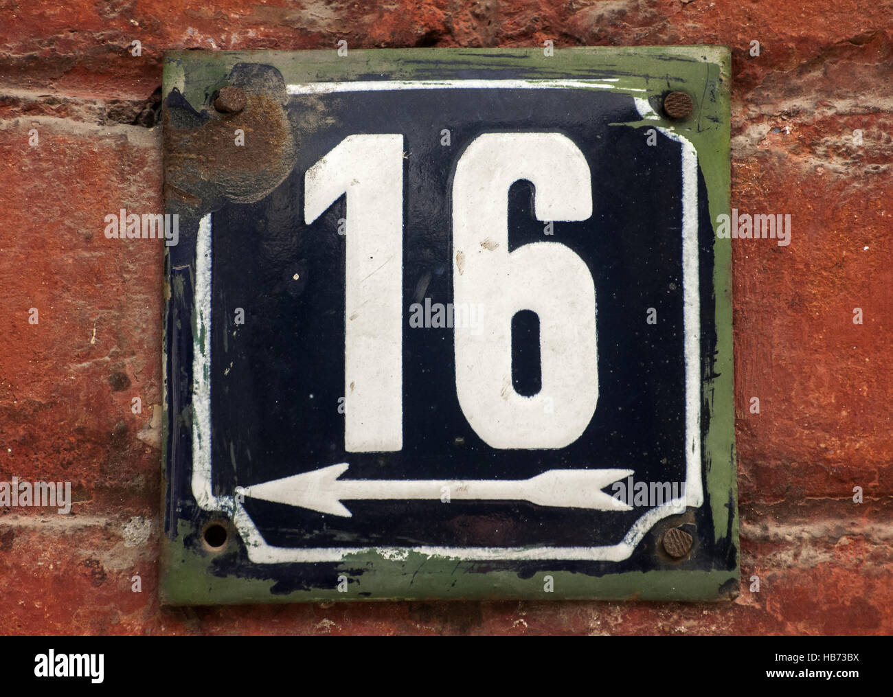 Weathered enameled plate number 16 Stock Photo - Alamy Weathered enameled plate number 16 Stock Photo - Alamy