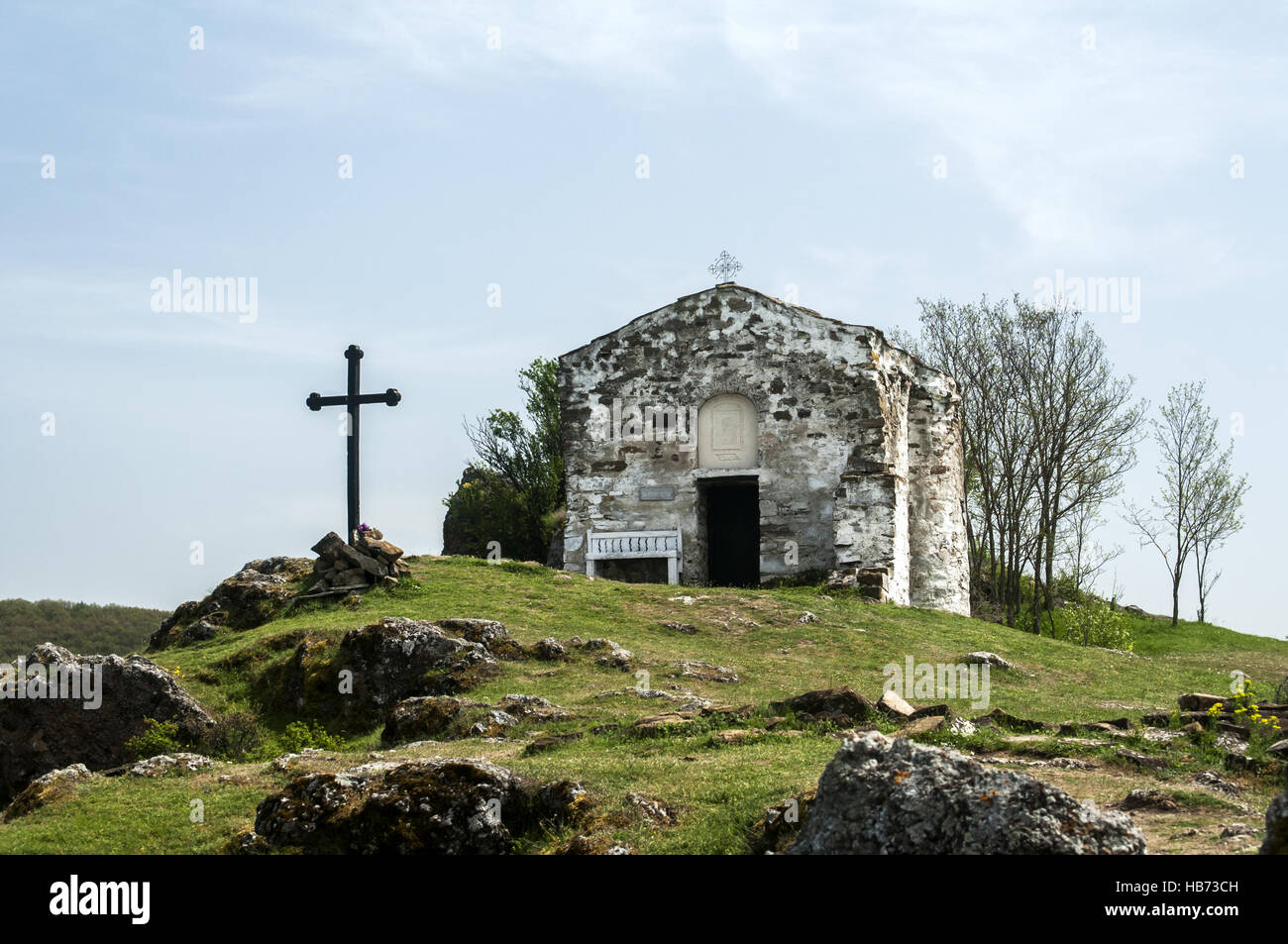 Medieval stone chapel exterior Stock Photo - Alamy