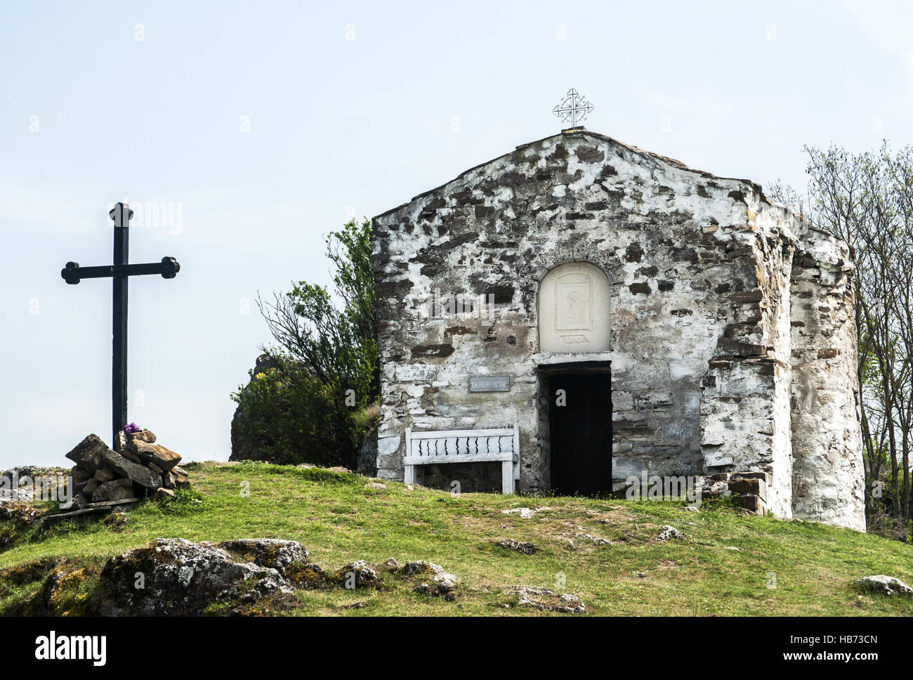 Medieval stone chapel exterior Stock Photo - Alamy