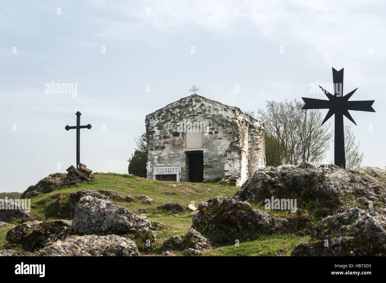 Medieval stone chapel exterior Stock Photo - Alamy