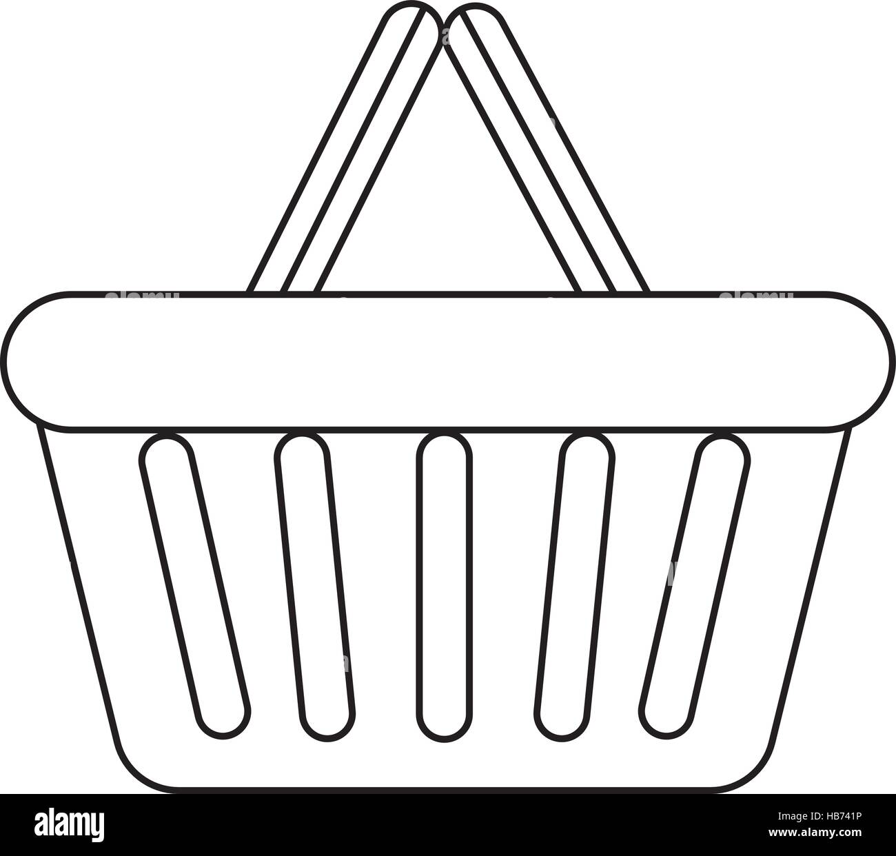 Shopping basket icon, modern line, sketch, doodle style. Plastic in a ...